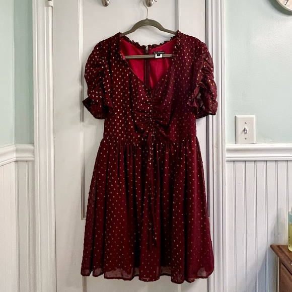 Unique Vintage | Dresses | Smak Parlour Dress Maroon Gold It Has ...